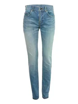 Saint Laurent Embroidered Skinny Jeans - Blue