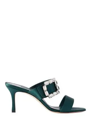 Manolo Blahnik Mayjousan 70 Crystal-embellished Mules - Green