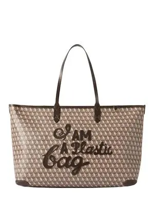 ANYA HINDMARCH Leather-trimmed Coated-canvas Tote - Brown