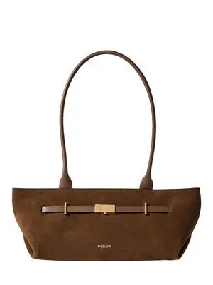 DEMELLIER New York Leather-trimmed Suede Shoulder Bag - Brown