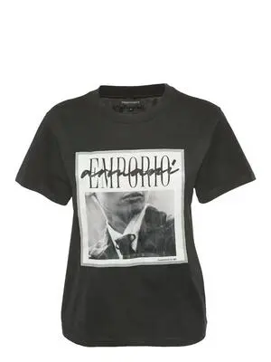Emporio Armani Printed Crew-neck T-shirt - Black