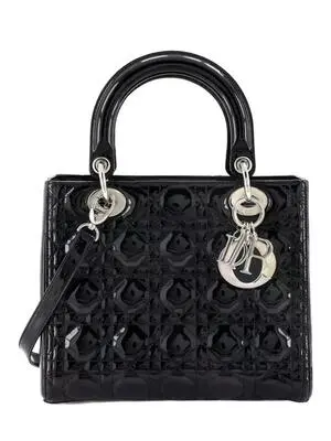 DIOR Lady Dior Cannage Quilt Patent Medium Satchel
