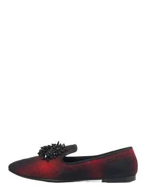 GIUSEPPE ZANOTTI Fabric Crystal-embellished Loafers - Red
