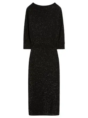 Max Mara Sequined Viscose Knit Midi Dress - Black