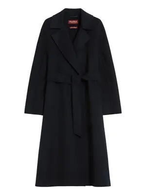 Max Mara Long Wool, Cashmere And Silk Coat - Navy