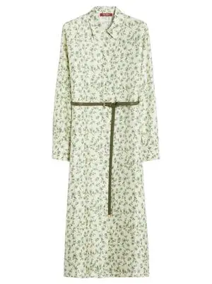 Max Mara Printed Silk Twill Shirt Dress - Ivory