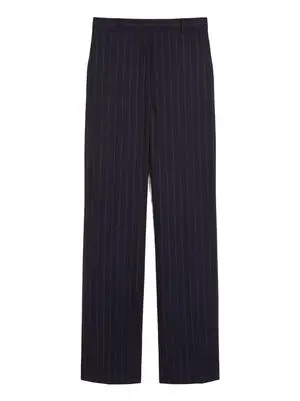 Max Mara Pinstripe Wool Trousers - Navy