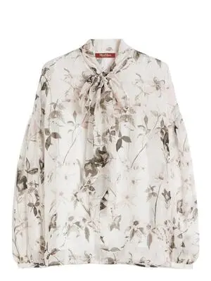 Max Mara Printed Chiffon Blouse - White