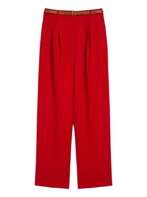 Max Mara Flowing Wool Trousers - Red
