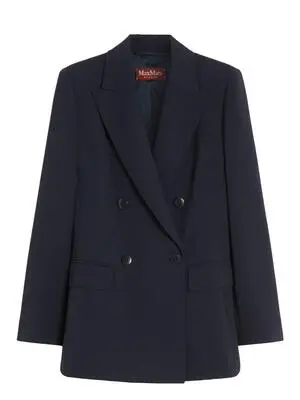 Max Mara Fitted Wool Crepe Blazer - Navy