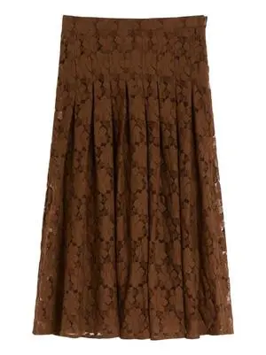 Max Mara Lace Pleated Midi Skirt - Chocolate