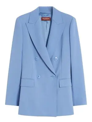 Max Mara Fitted Wool Crepe Blazer - Light Blue
