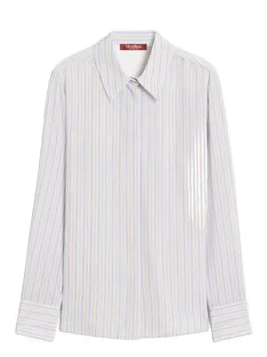 Max Mara Printed Crepe De Chine Shirt - Light Blue