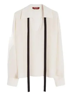 Max Mara Silk Bow-tie Blouse - Beige