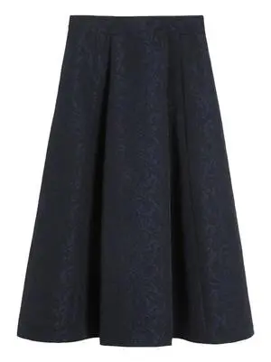Max Mara Pleated Jacquard Knit Flared Skirt - Midnightblue