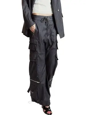 Cynthia Rowley Pinstripe Cargo Pants - Heather Grey