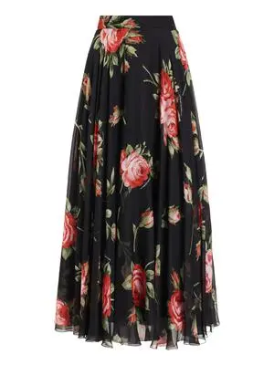 Dolce & Gabbana Rose Bouquet-print Chiffon Circle Skirt - Multicolor
