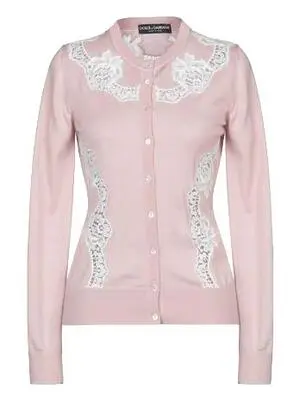 Dolce & Gabbana Cardigan In Cashmere, Silk, Cotton, And Polyamide - Pink