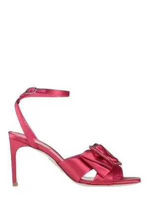 Rene Caovilla Satin Slingback Sandals - Red