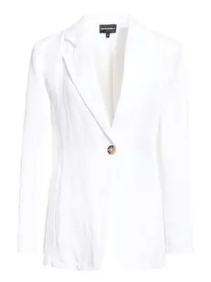 Emporio Armani Viscose Linen Single-breasted Blazer - White