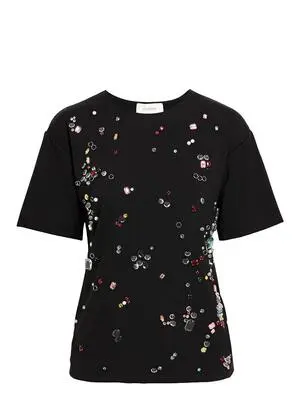 SPORTMAX Crystal-Embellished Stretch-Jersey Top