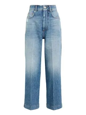 Sportmax Conio Distressed High-rise Straight-leg Jeans - Mid Denim