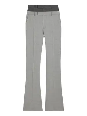 Sportmax Lince Layered Wool Flared Pants - Gray
