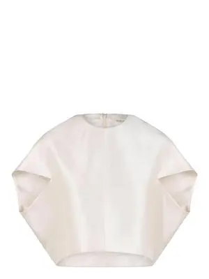 HEIRLOME Lulu Structured Silk Crop Top - Ivory