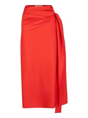 HEIRLOME Helena Laye Silk Maxi Skirt - Red