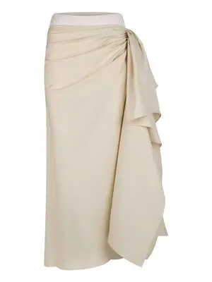 HEIRLOME Liliana Ruched Draped Silk Maxi Skirt - Ivory
