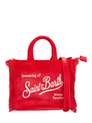 MC2 SAINT BARTH Mini Vanity Fringe Lettering Tote Bag - Red
