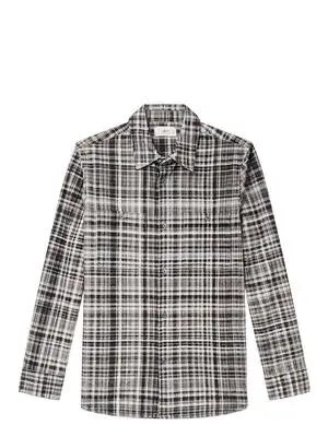 Mr P. Checked Cotton-corduroy Shirt - Black