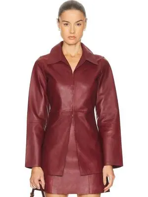 BY MALENE BIRGER Alleys Leather Shirt - Cabernet