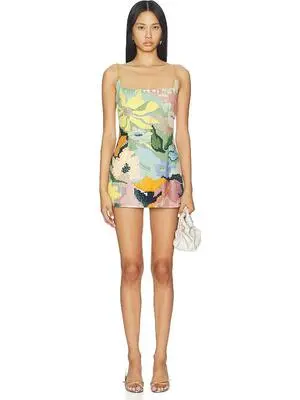 LA FUORI Floral Jacquard Embroidered Mini Dress - Multi
