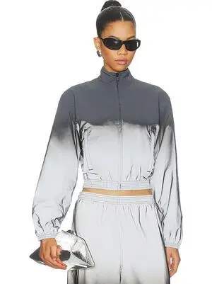 Alexander Wang Reflective Shrunken Track Jacket - Silver & Black