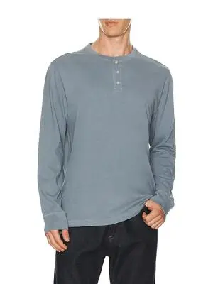 FAIR HARBOR Saltaire Long Sleeve Henley In Blue - Martime