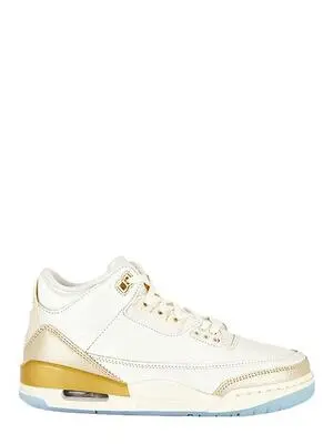 JORDAN 3 Retro Sneakers - Sail  Team Gold  Pale Ivory & Metallic G