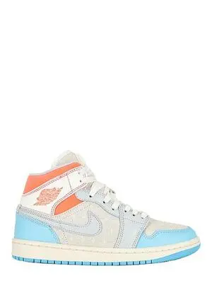 JORDAN 1 Mid Sneakers - Sail  Blue Chill  Hot Lava & Muslin