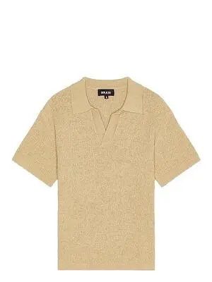 SEROYA Alexander Knit Polo Shirt In Brown - Tan