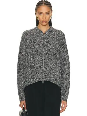Helmut Lang Marled Zip Up Sweater - Black & White