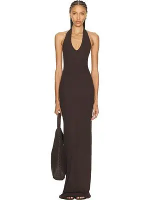 Eterne Halter Maxi Dress - Espresso