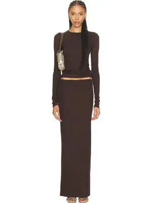 Eterne Long Sleeve Fitted Top - Espresso