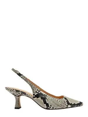 COACH Slingback Heel With Snake Print - Natural