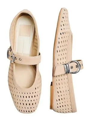 Dolce Vita Perforated Mary Jane Flats - Camel
