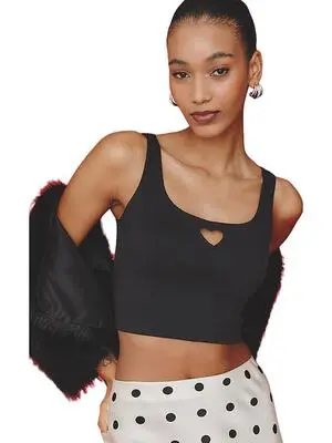 LYREBIRD Heart Cutout Crop Top Black Onyx