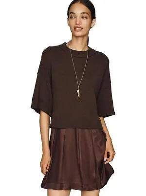 Anthropologie Goldie Wool Cashmere Twofer Mini Dress - Brown