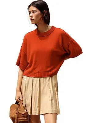 Anthropologie Goldie Wool Cashmere Twofer Mi Dress - Red