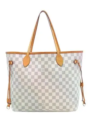 LOUIS VUITTON 2015 Damier Azur Neverfull Mm Tote Bag - White