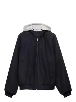 Prada Ribbed Knit Hooded Jacket - Blue