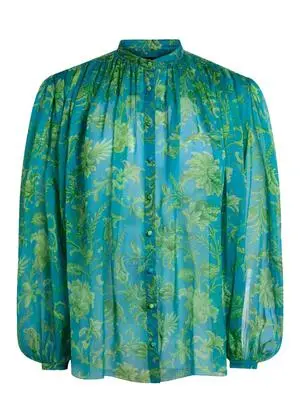 Etro Gathering Floral Top - Blue
